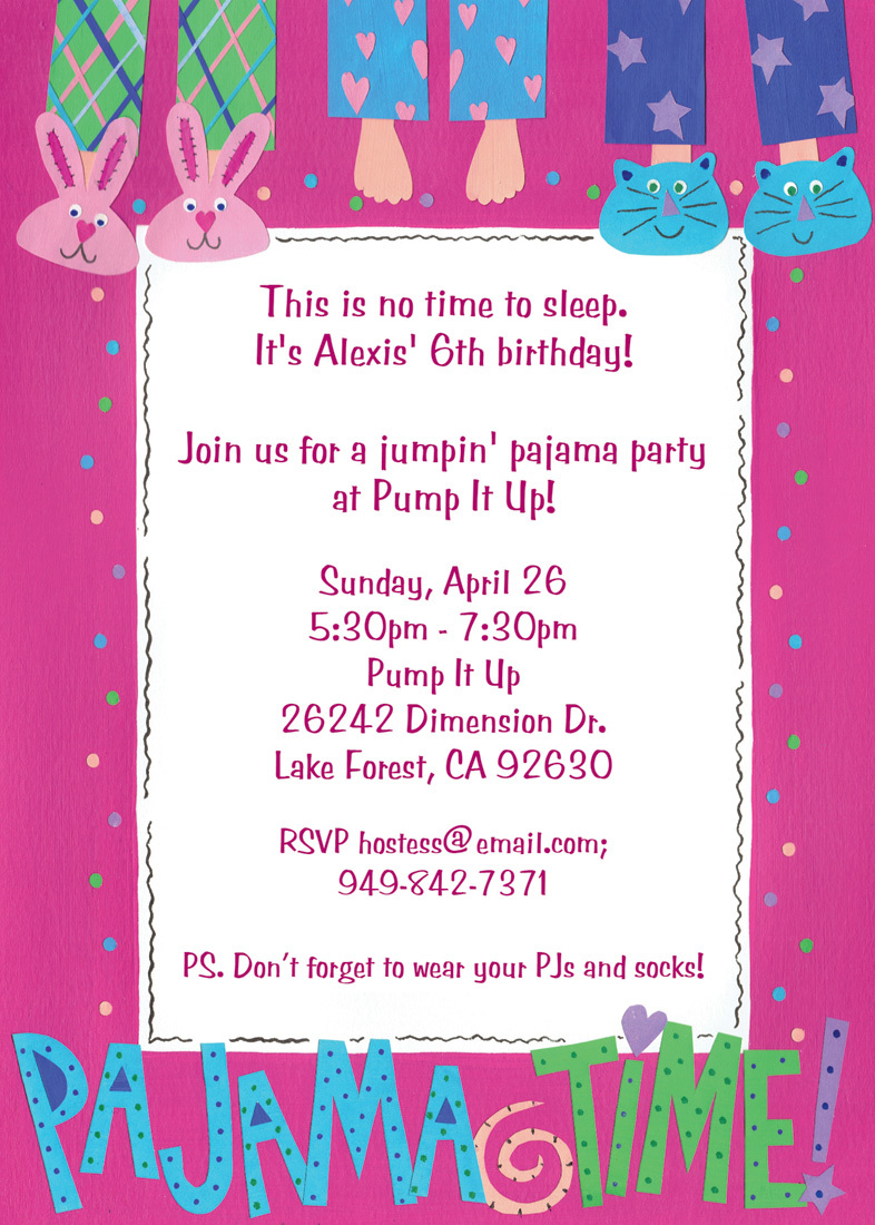 Slumber Party Invitations Wording
